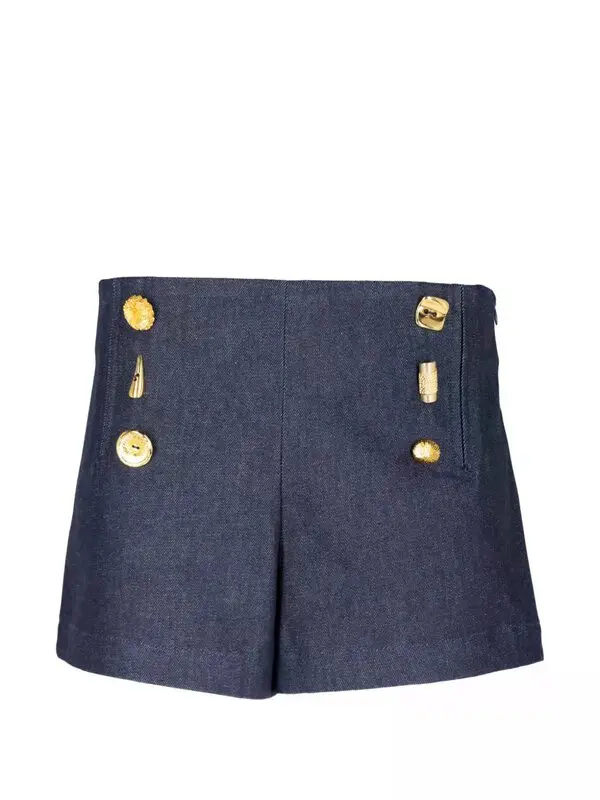 FRANCOISE PINTON - PARIS Button-embellished Shorts - Blue