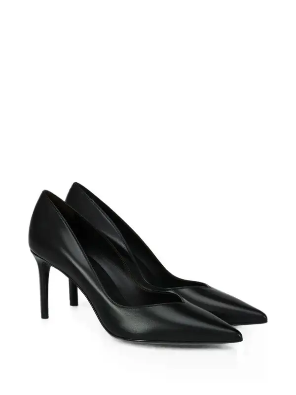 POTAMY Point-toe Leather Heeled Pumps