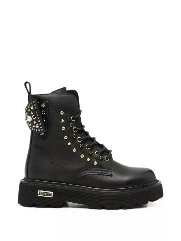 CULT Slash Stud-embellished Bow-detail Boots - Black