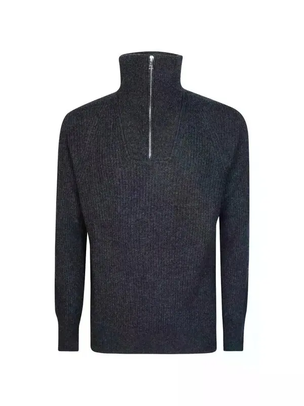 AMARANTO Half-zip Ribbed Sweater