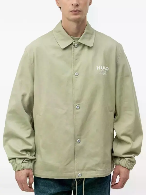 Hugo Cotton-twill Coach Jacket With Logo Details - Neutrals