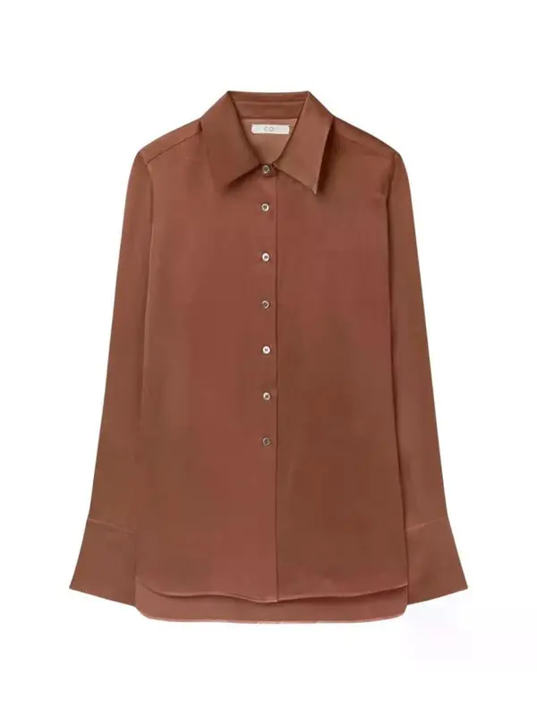 Co Satin-finish Long-sleeve Shirt - Brown