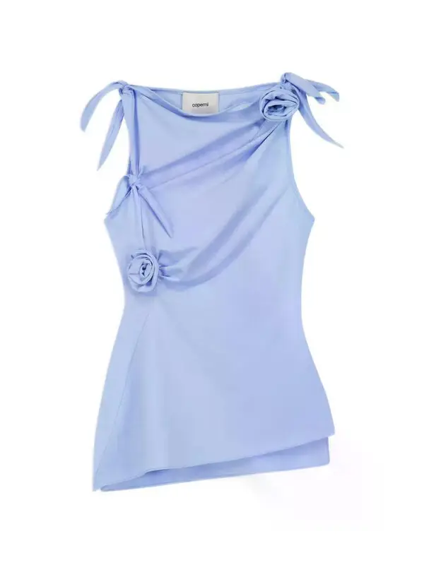 Coperni Flower Top Asymmetric-cut With Knotted Details - Blue