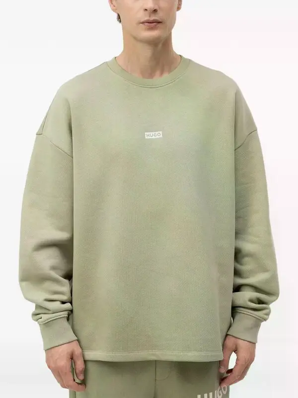 Hugo Logo-print Sweatshirt In Cotton Terry - Green