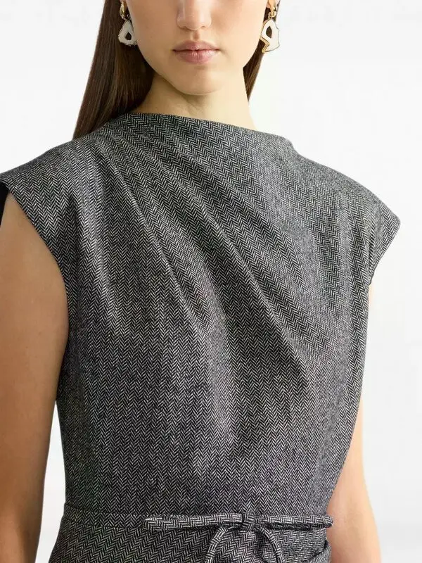 Erdem Herringbone Draped Midi Dress