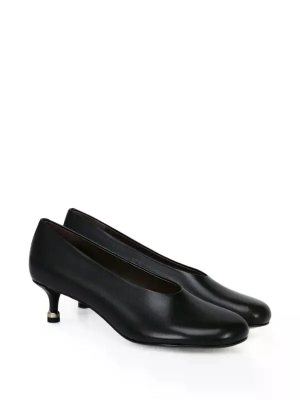 POTAMY Round-toe Leather Heeled Pumps