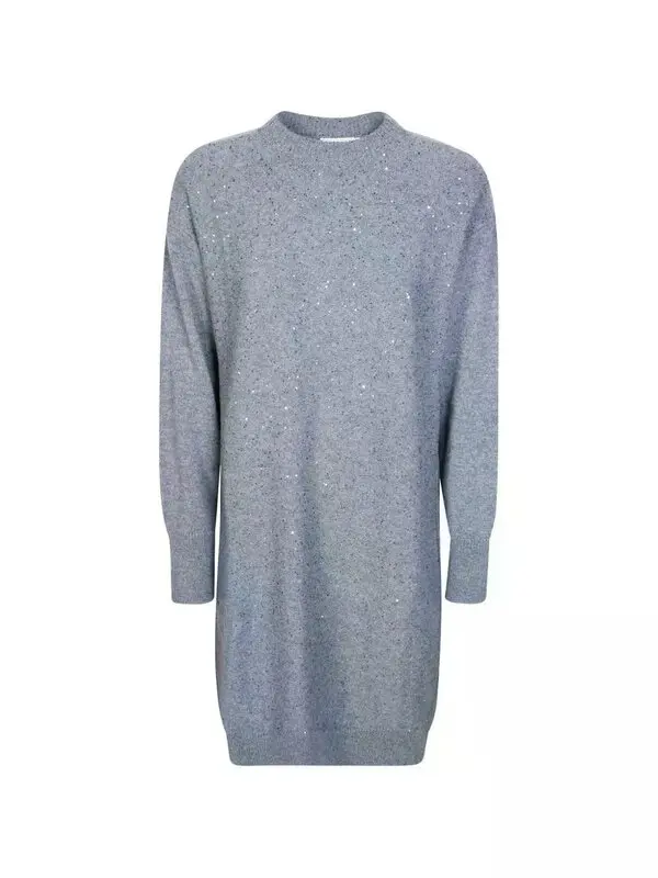 Antonelli Firenze Sequin-embellished Knitted Mini Dress - Grey