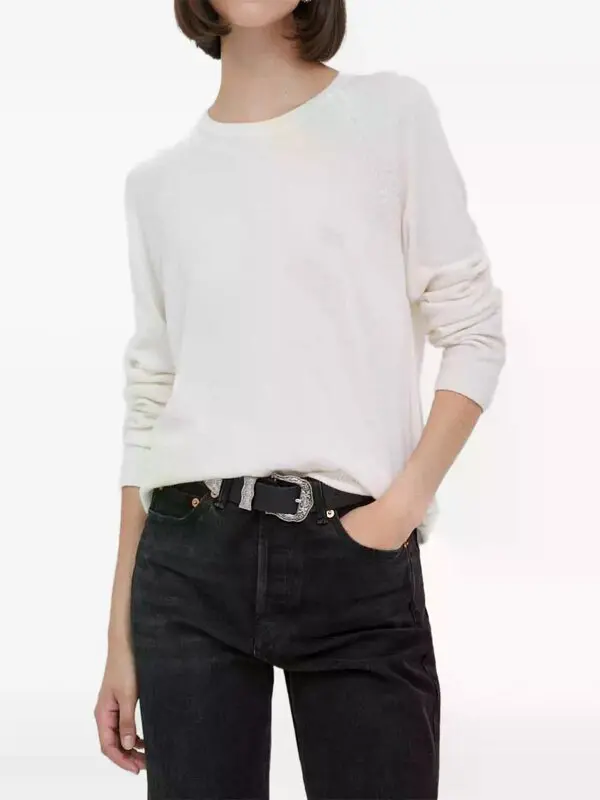 BENETTON Raglan-sleeve Fine-knit Sweater - White