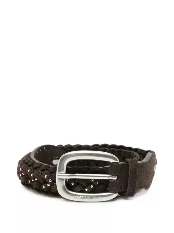 GOLDEN GOOSE Houston Braided Micro-stud Belt - Brown