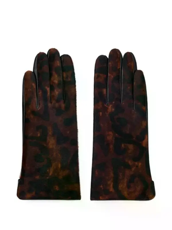 POTAMY Leopard-print Panelled Gloves