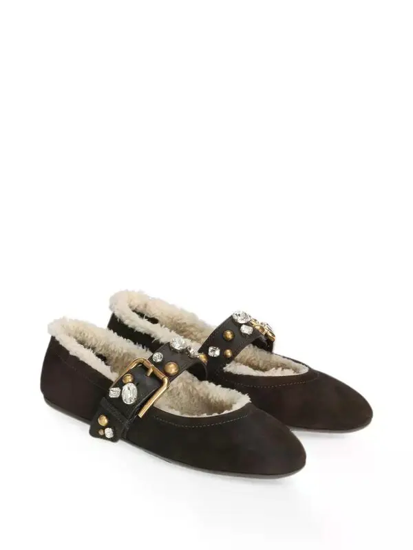 Dolce & Gabbana Embellished Suede Ballet Flats