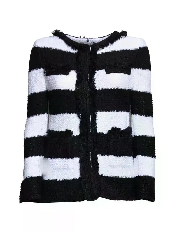 CHARLOTT Striped Fringed-trim Tweed Jacket