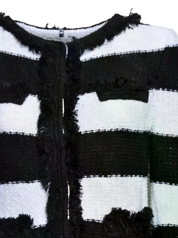 CHARLOTT Striped Fringed-trim Tweed Jacket