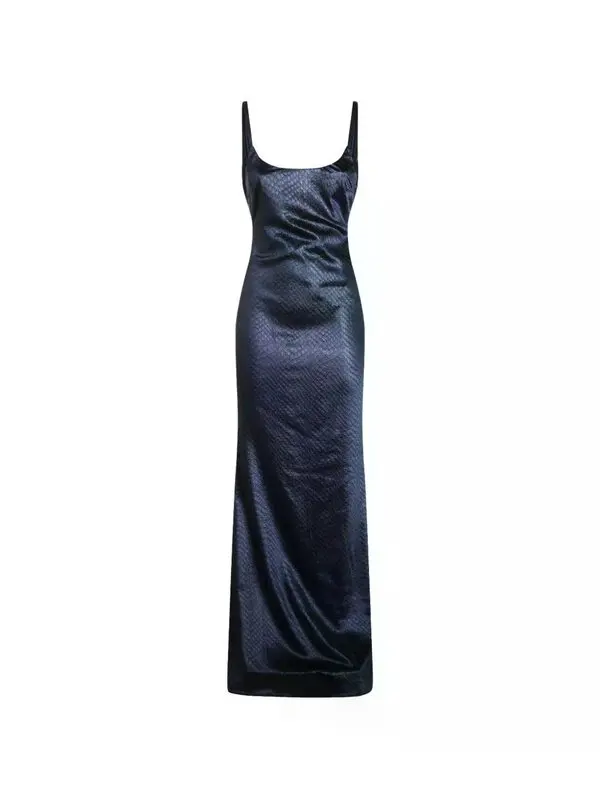 Elisabetta Franchi Snakeskin-effect Bow-detail Maxi Dress - Blue