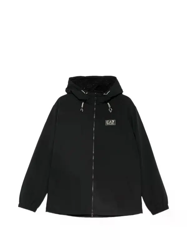 EA7 Logo-patch Hooded Jacket - Black