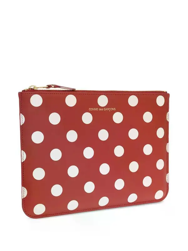 Comme Des Garçons Polka-dot Leather Pouch - Red