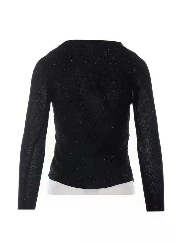 ELEH Sequined Layered V-neck Long Sleeve T-shirt