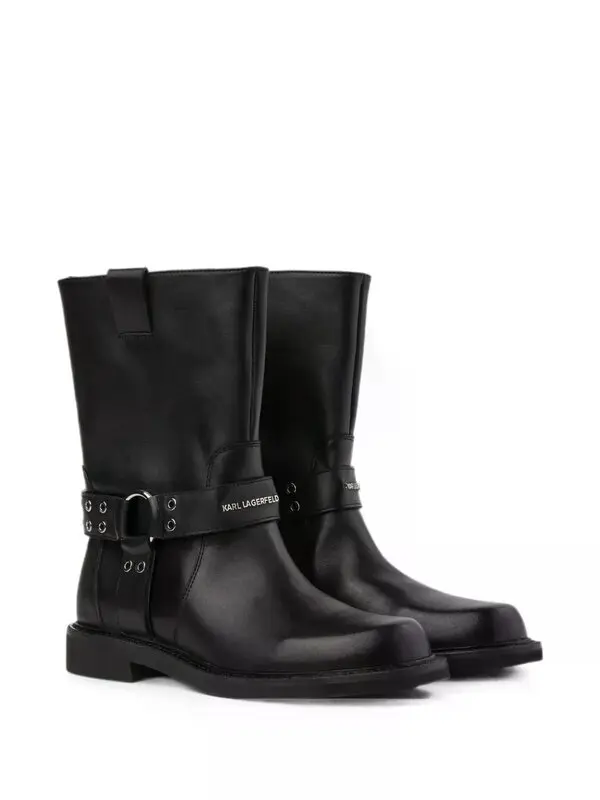 Karl Lagerfeld Sadie Studs Harness Boots - Black