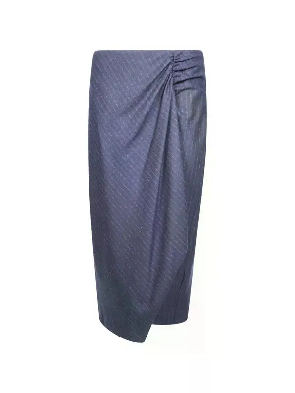 Pinko Pinstriped Draped Midi Skirt