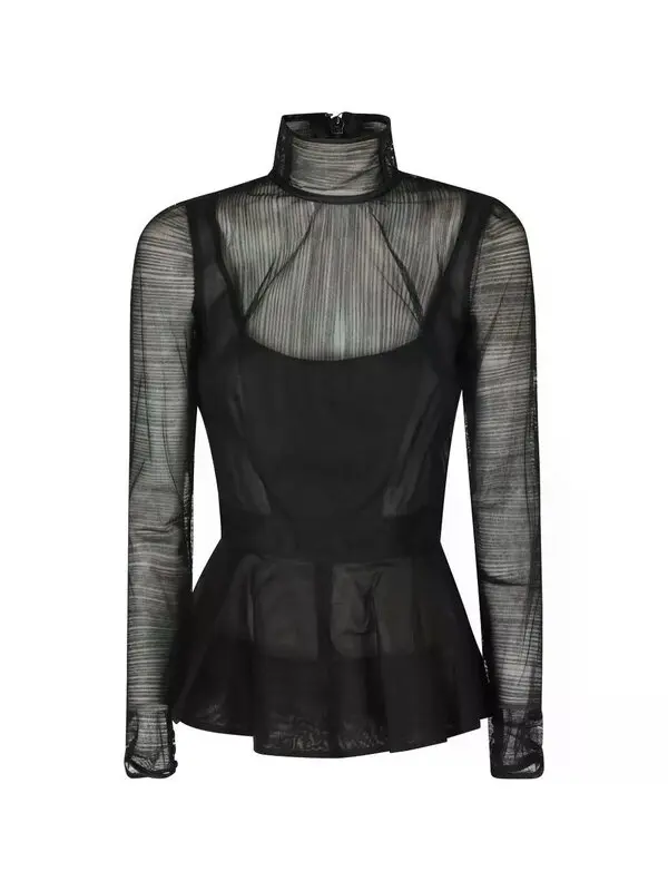 Elisabetta Franchi Sheer-panel Peplum Top - Black
