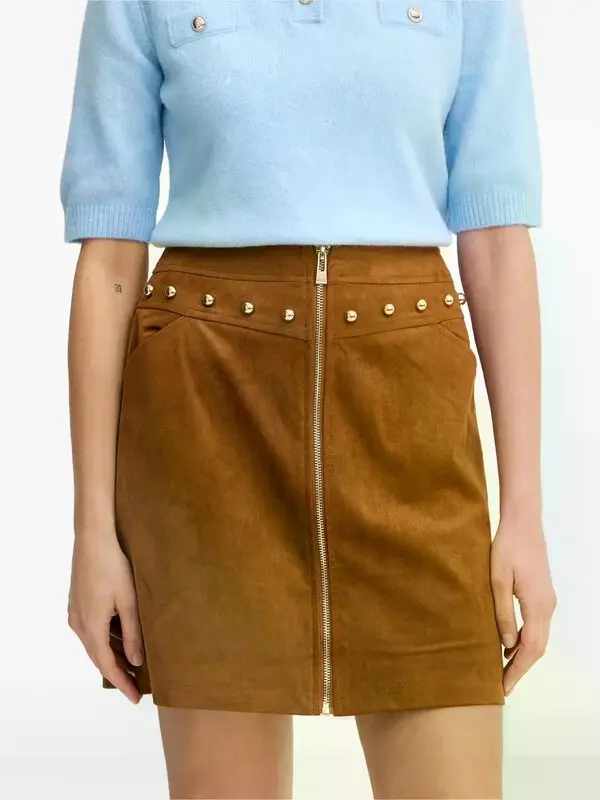 MORGAN Stud-embellished Zip-up Mini Skirt