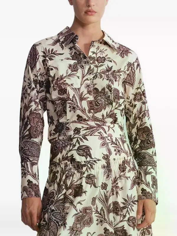 Cara Cara Berry Floral-print Cropped Shirt