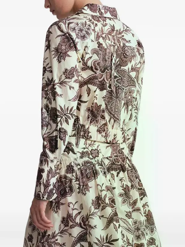 Cara Cara Berry Floral-print Cropped Shirt