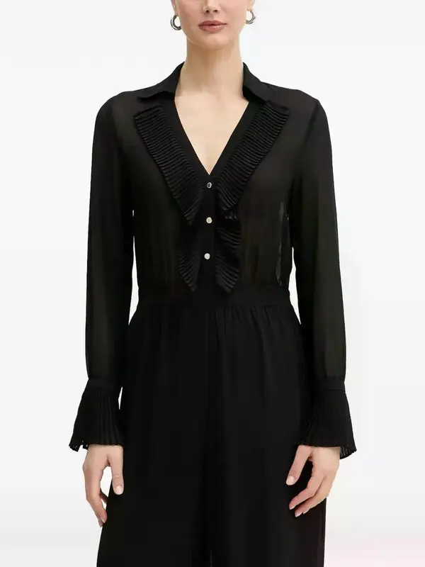 MORGAN Pleated Trim Wide-leg Jumpsuit - Black