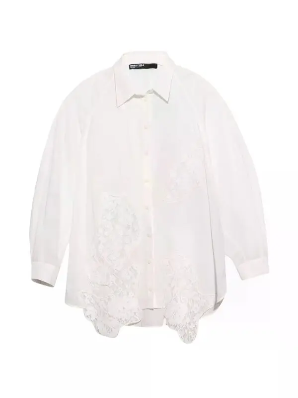 Bimba Y Lola Ivory Oversize Lace T-shirt - White