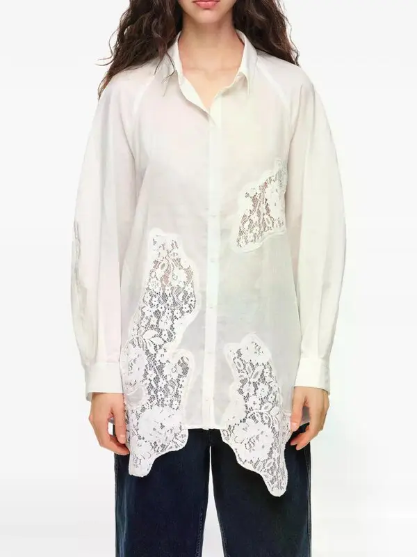 Bimba Y Lola Ivory Oversize Lace T-shirt