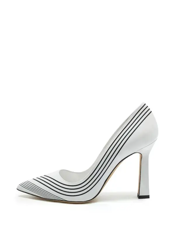 Manolo Blahnik Striped Pointed-toe Pumps - White