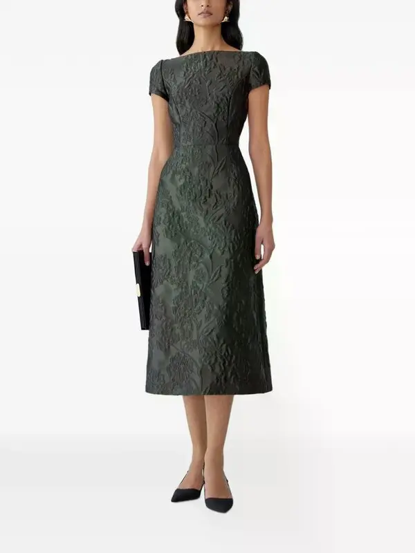 Carolina Herrera Floral Cloqué Midi Dress