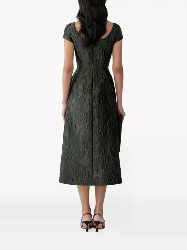 Carolina Herrera Floral Cloqué Midi Dress