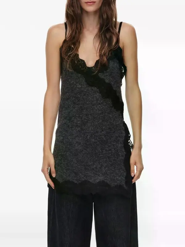 Bimba Y Lola Mohair And Lace Top - Grey