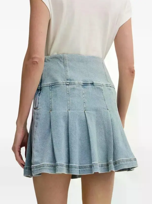 MORGAN Pleated Denim Mini Skirt