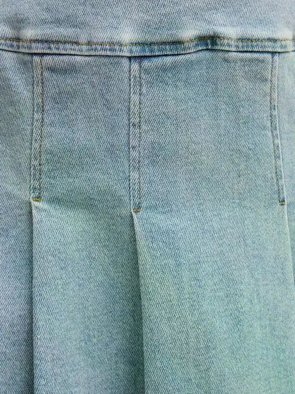 MORGAN Pleated Denim Mini Skirt