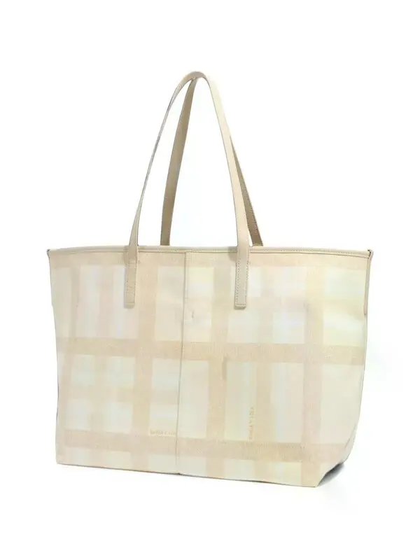 Bimba Y Lola Large Ivory Tartan Shopper Bag