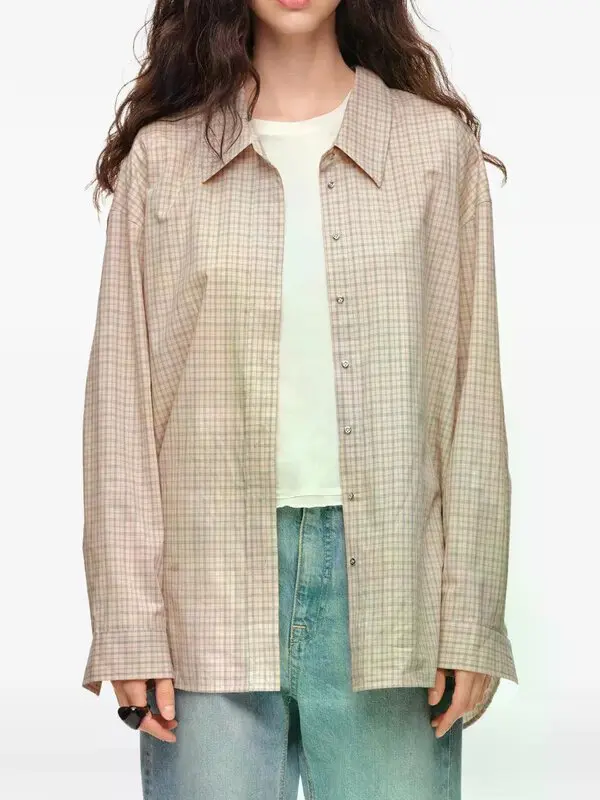 Bimba Y Lola Sand Checked Low-cut Shirt