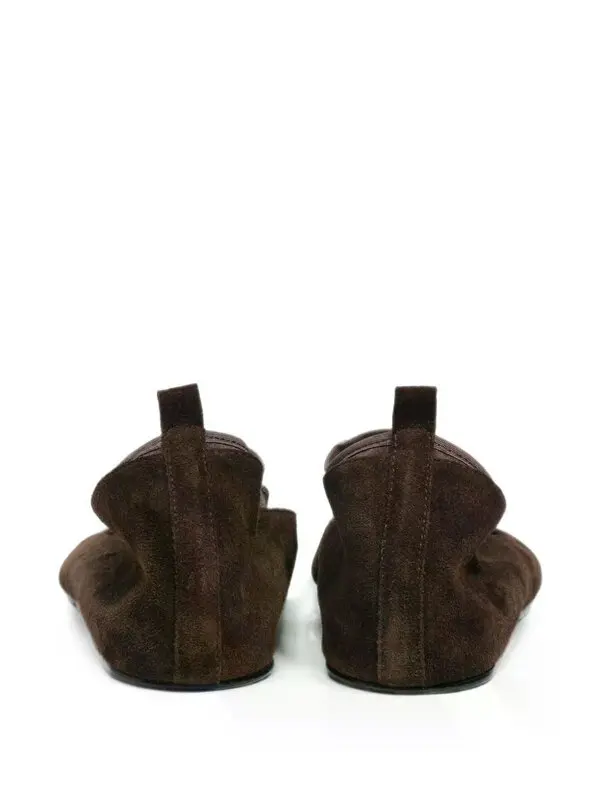 Bimba Y Lola Dark Suede And Tricot Ballerina Flats - Brown