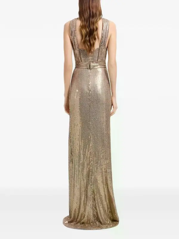 Elie Saab Embellished Draped Maxi Dress