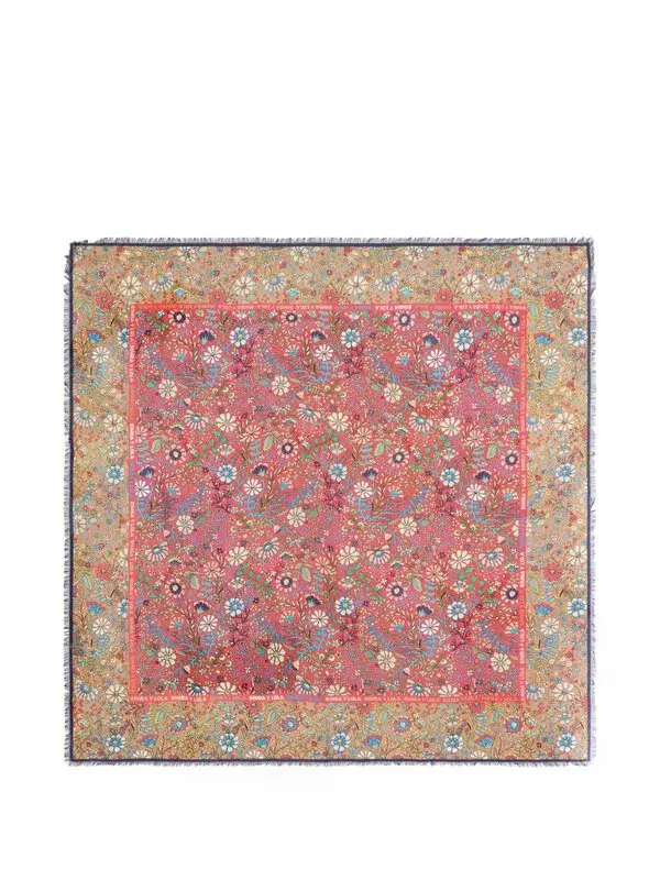 Bimba Y Lola Watermelon Floral Shawl With Logo Frame - Red