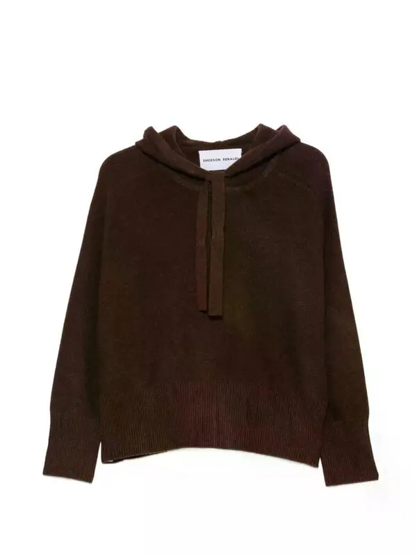 EMERSON RENALDI Ribbed-knit Hoodie - Brown