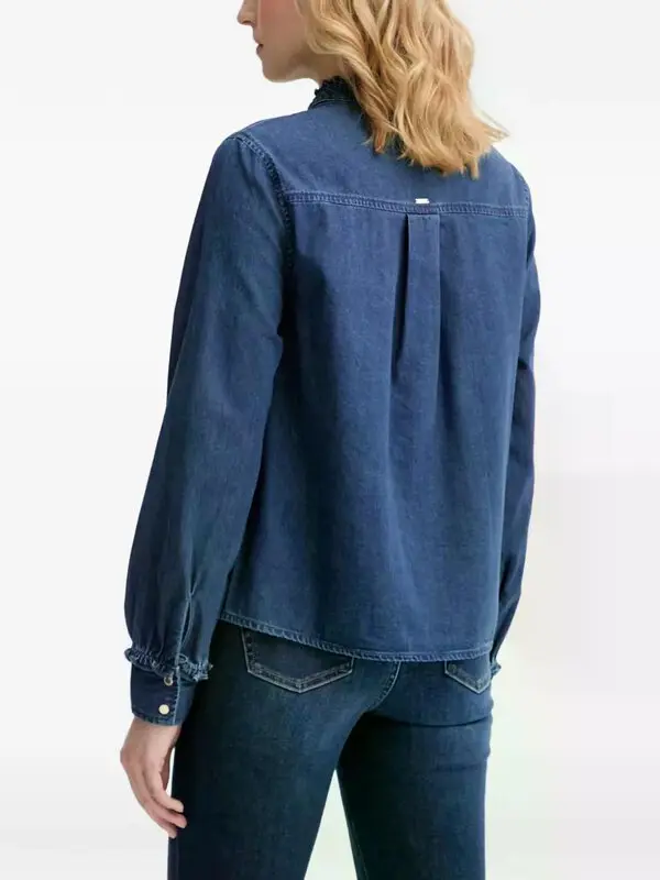 MORGAN Ruffled-collar Denim Shirt