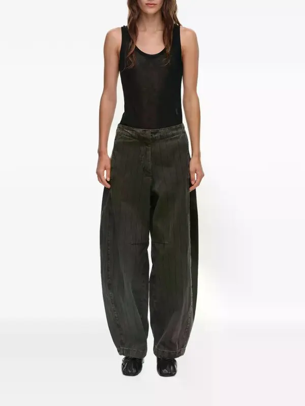 Bimba Y Lola Barrel Faded Striped Denim Trousers - Brown