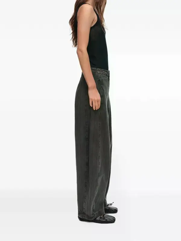 Bimba Y Lola Barrel Faded Striped Denim Trousers - Brown