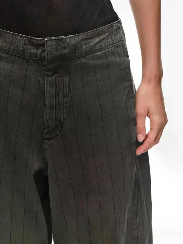 Bimba Y Lola Barrel Faded Striped Denim Trousers - Brown
