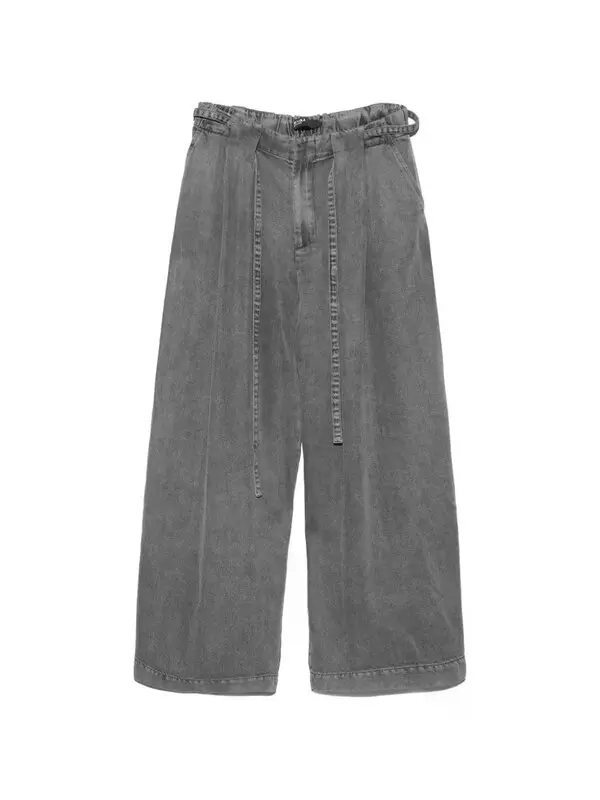 Bimba Y Lola Wide Leg Fluid Denim Trousers With Belt