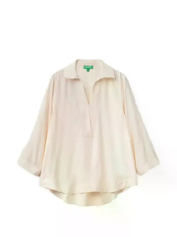 BENETTON V-neck Blouse - Neutrals