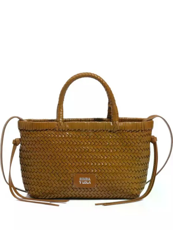 Bimba Y Lola Small Lime Plaited Leather Crossbody Bag