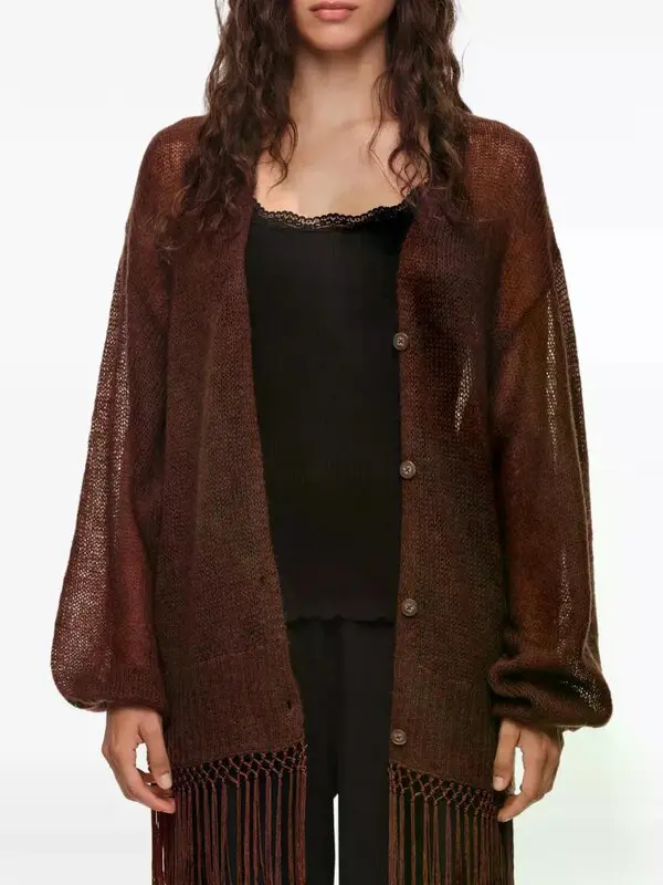Bimba Y Lola Long Fringed Cardigan